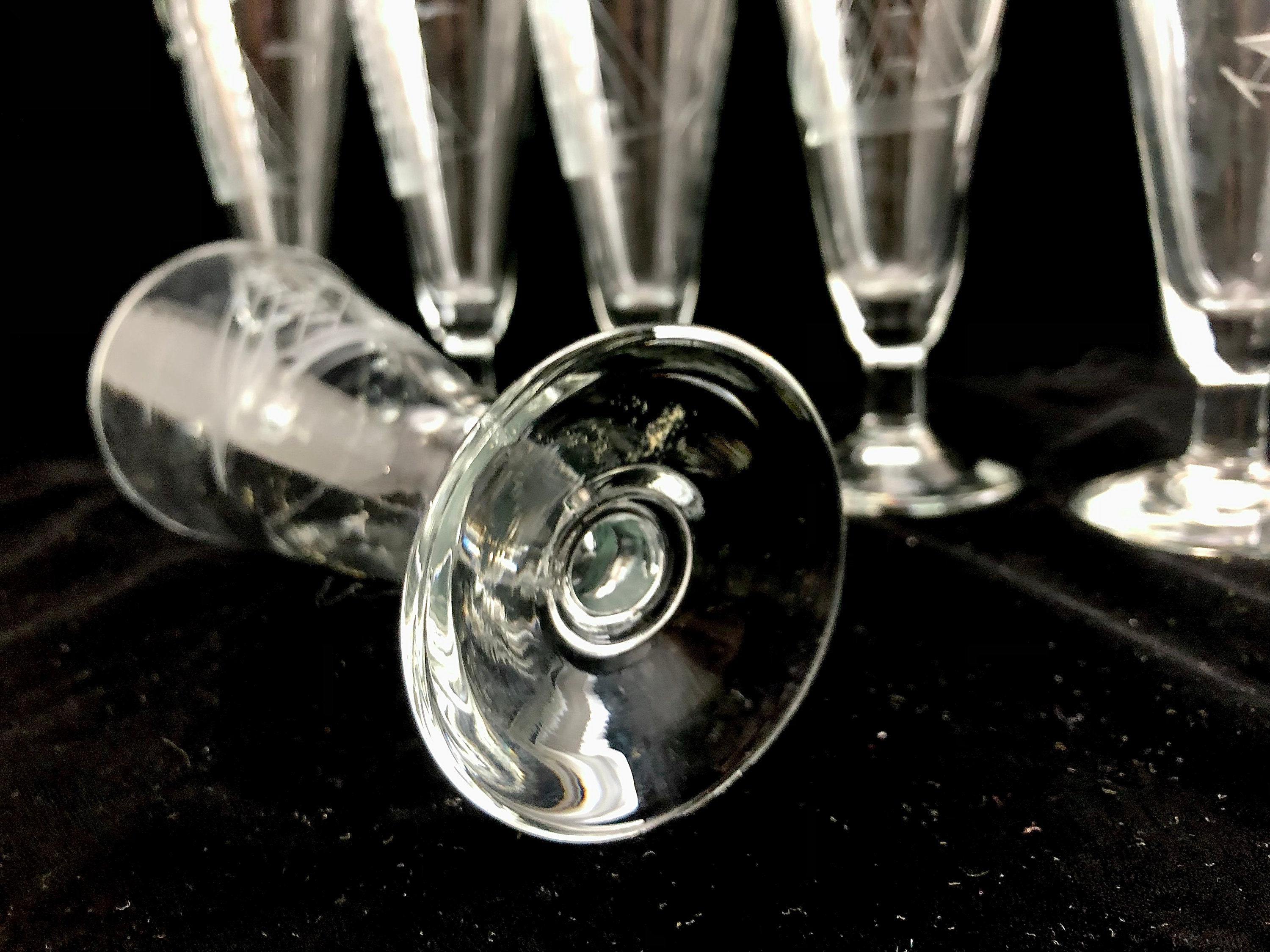 A Set of Six of Vintage Javit Crystal Etched Clipper Ship Pilsner ...