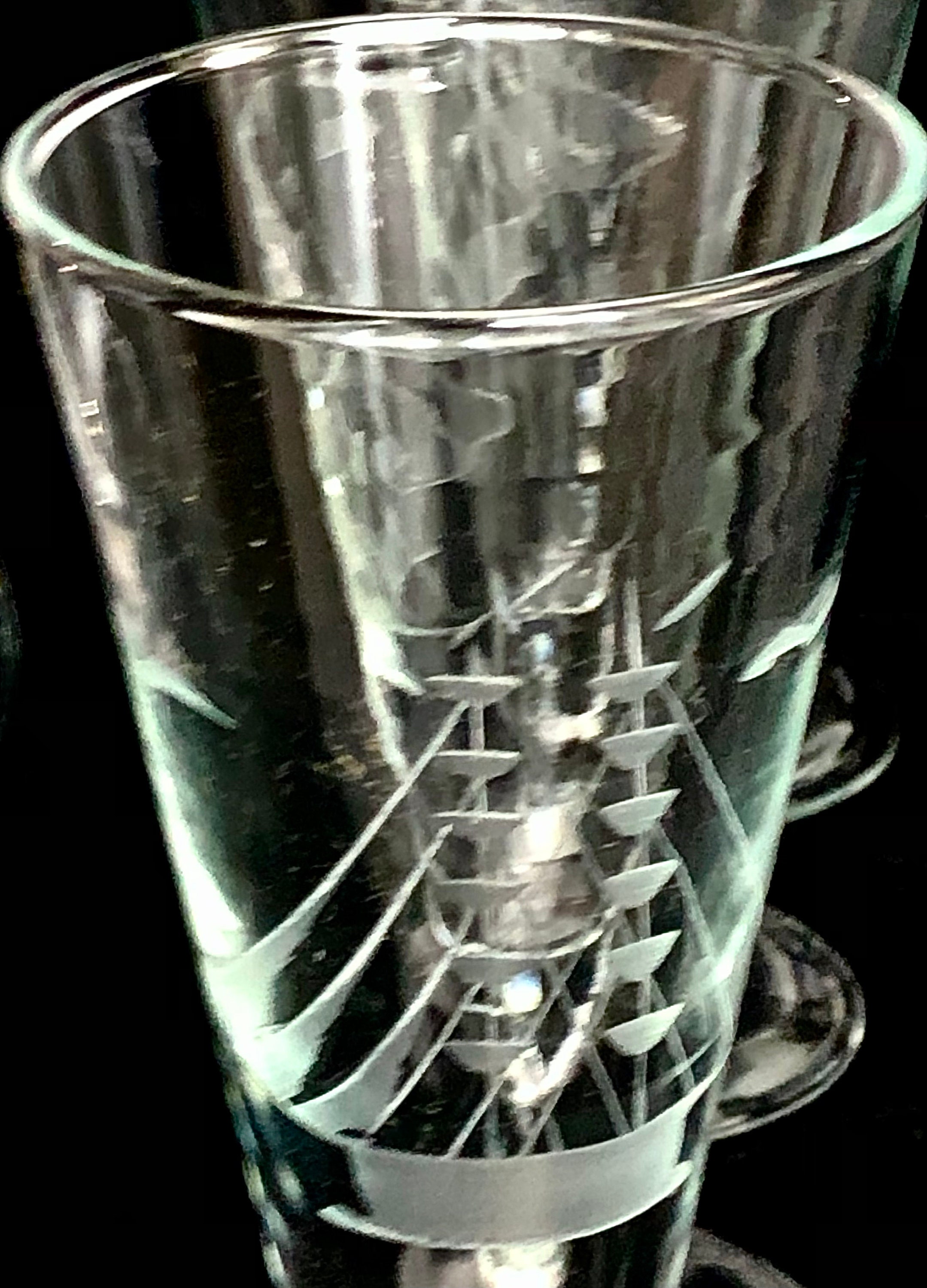 A Set of Six of Vintage Javit Crystal Etched Clipper Ship Pilsner ...