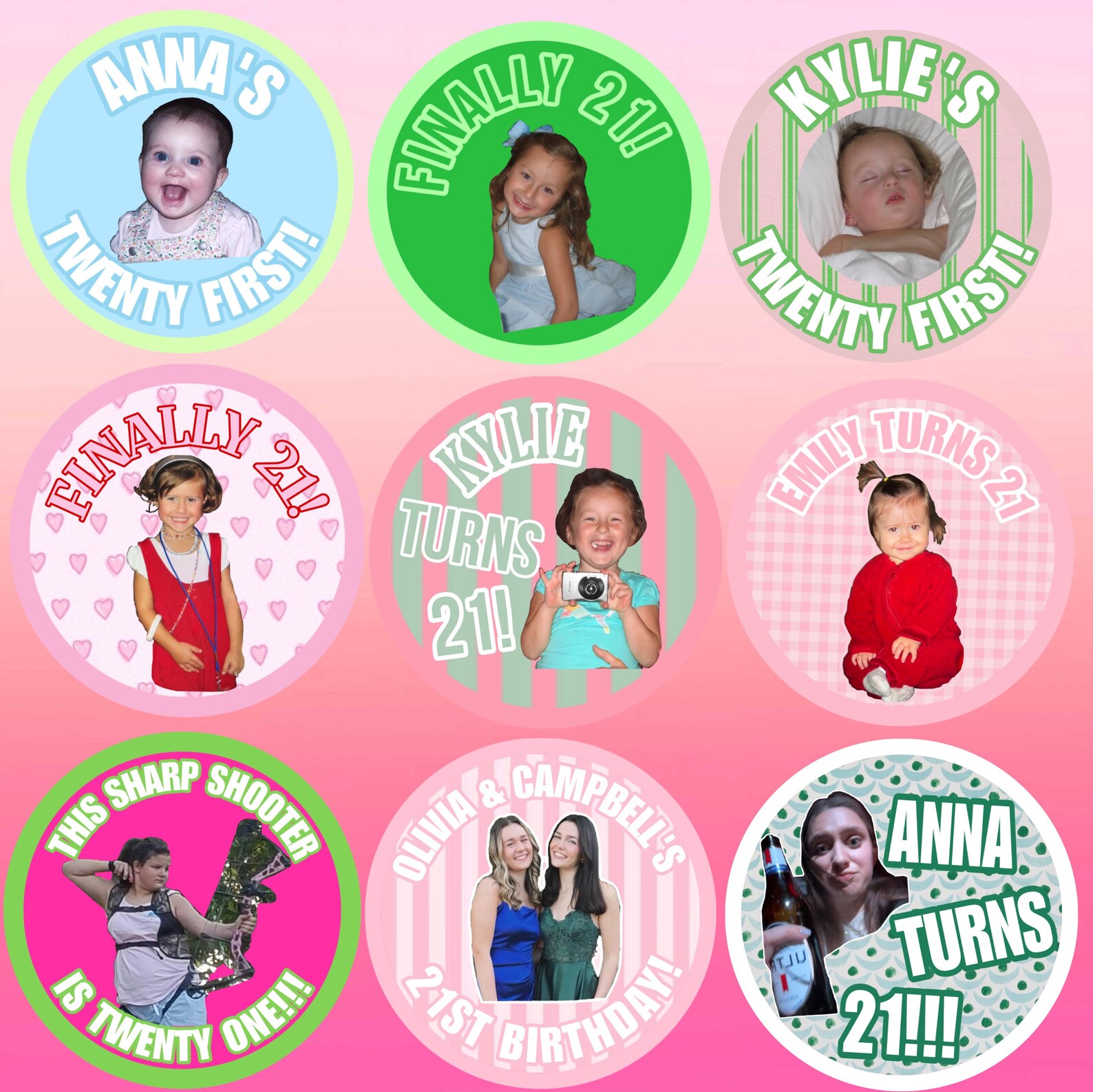 3- Custom 21st Birthday Stickers | Digital File - Etsy