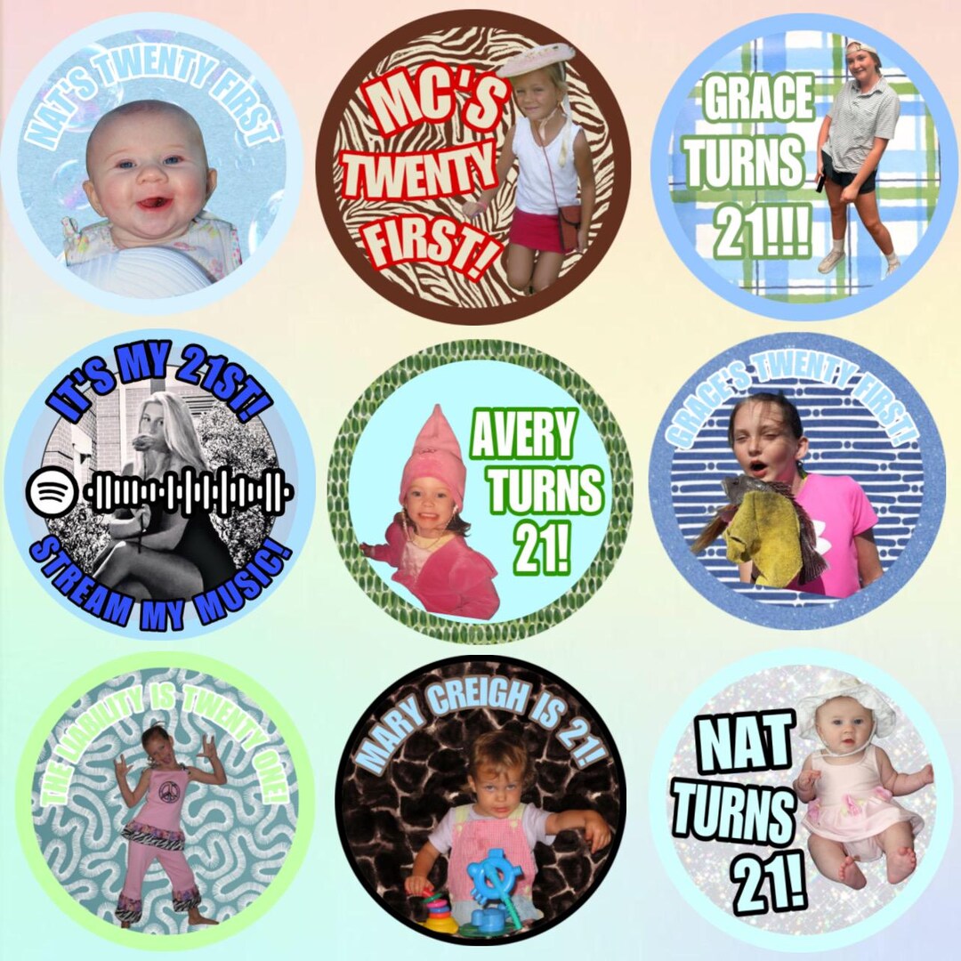 3- Custom 21st Birthday Stickers | Digital File - Etsy