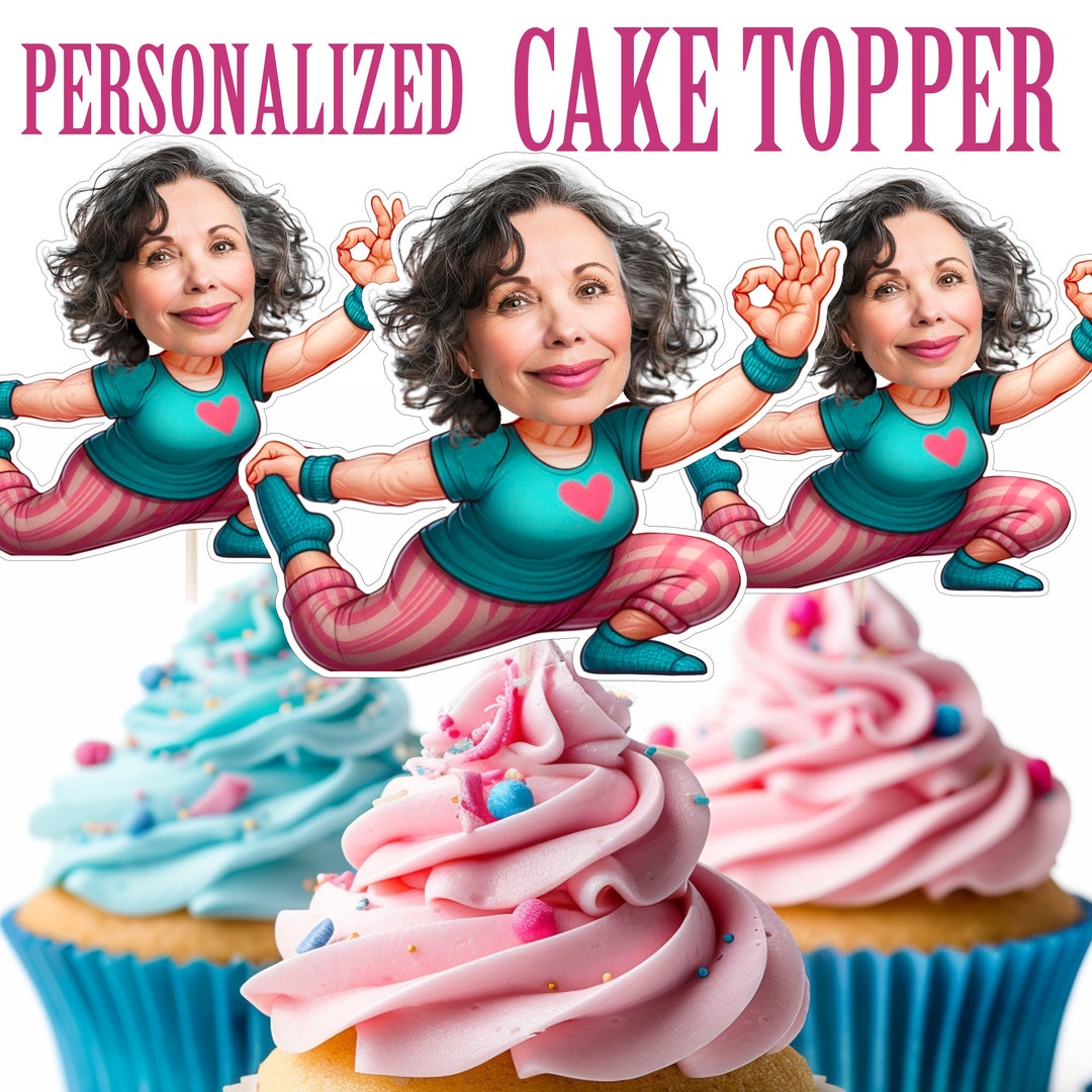 Yoga Girl Cupcake Topper, Personalized Yoga Girl Face Cupcake Topper ...