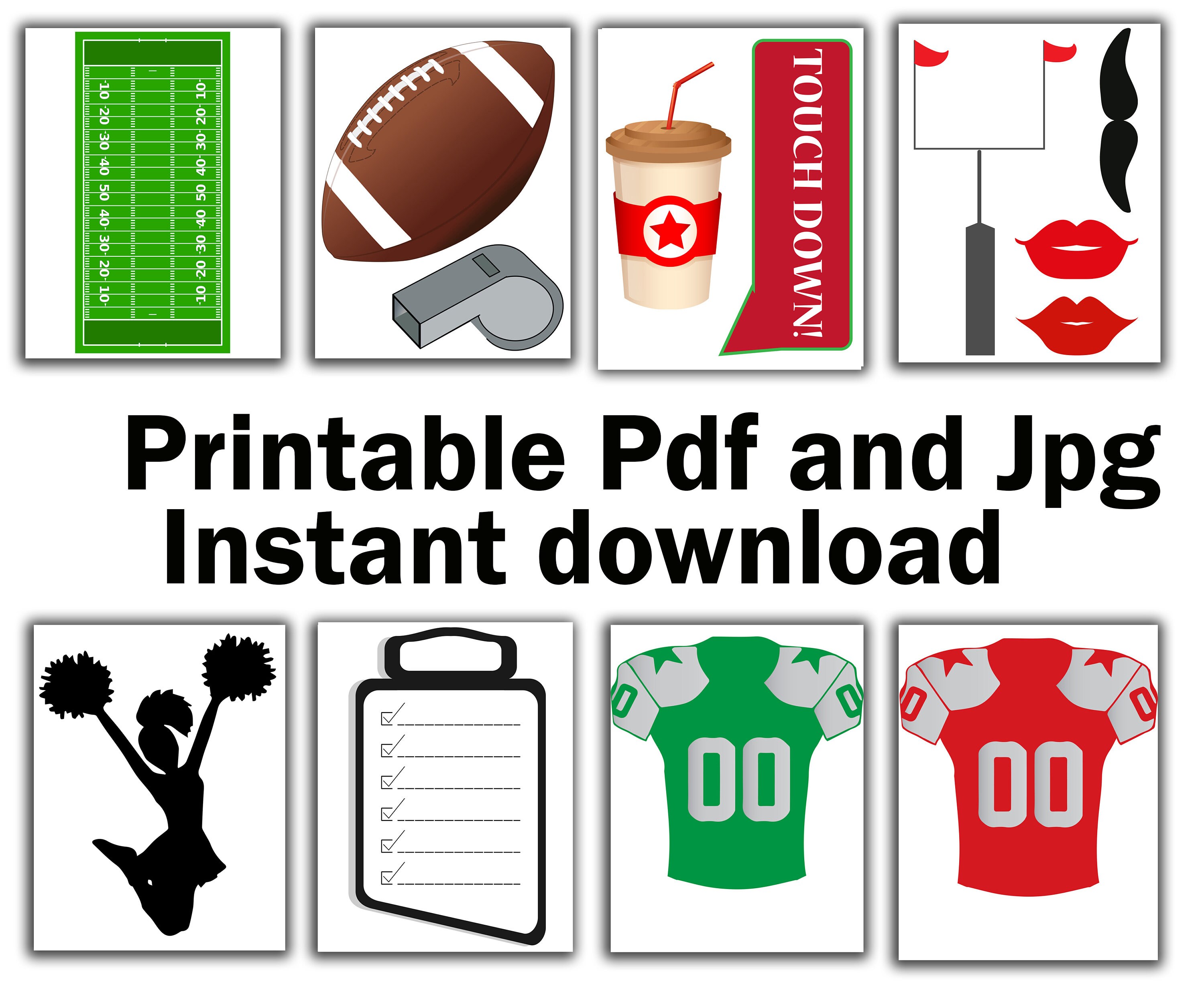 Football Photo Booth Props: Super Bowl Party Decorations (digital ...