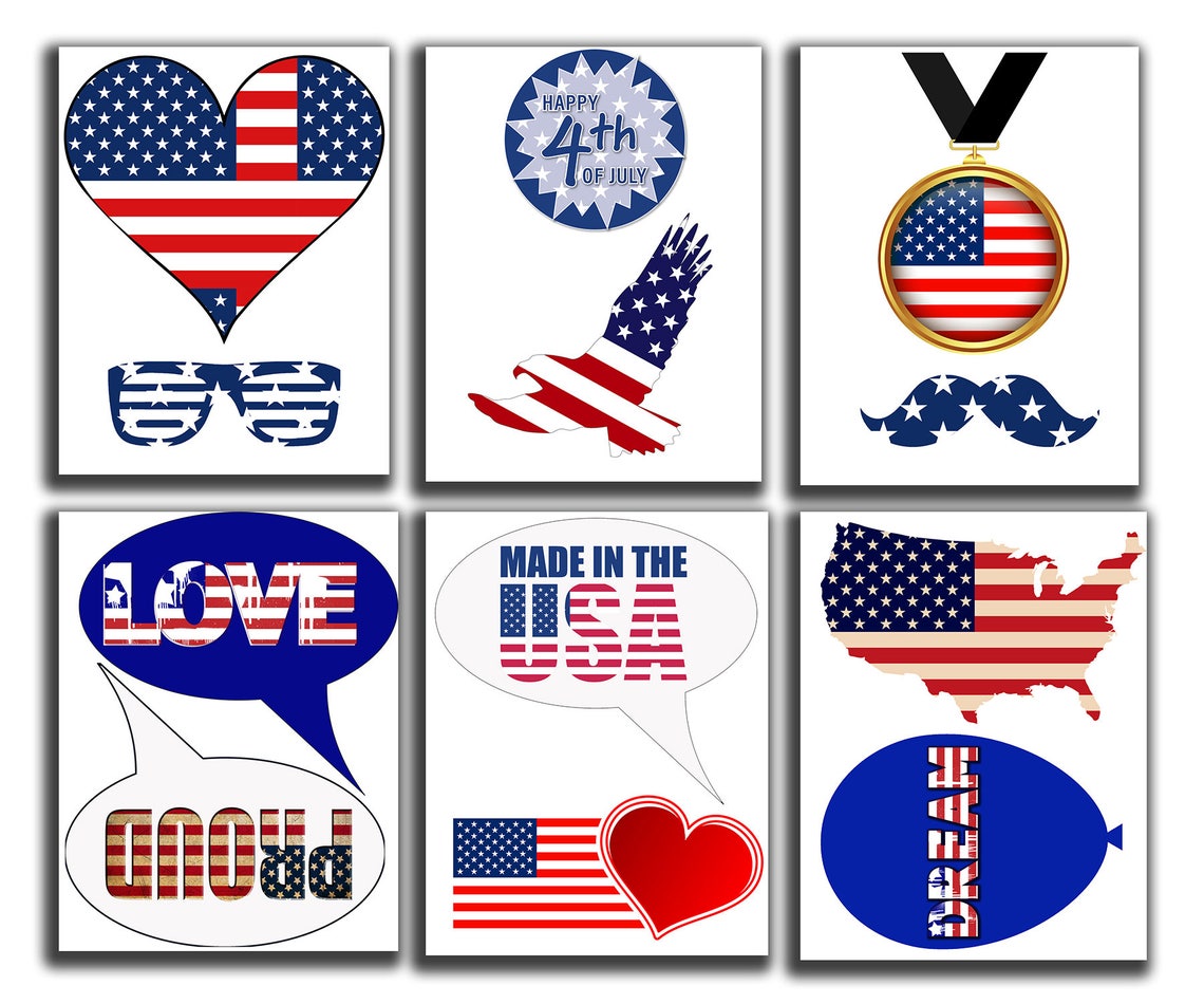 Printable 4th of July Photo Booth Props: independence DAY Props 4th of ...