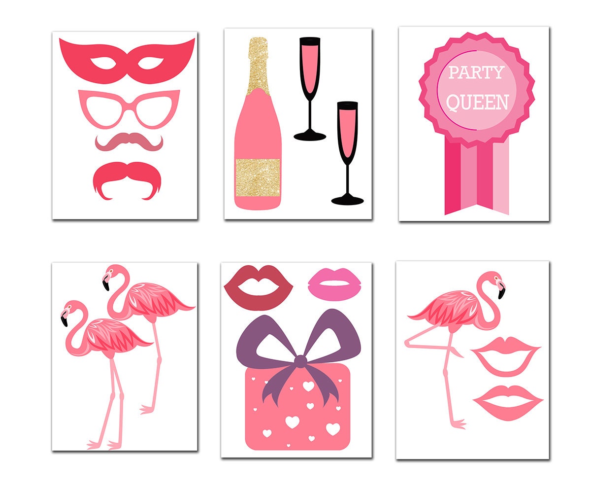 Flamingo Party Photo Booth Props: birthday PARTY Props Pink Photobooth ...