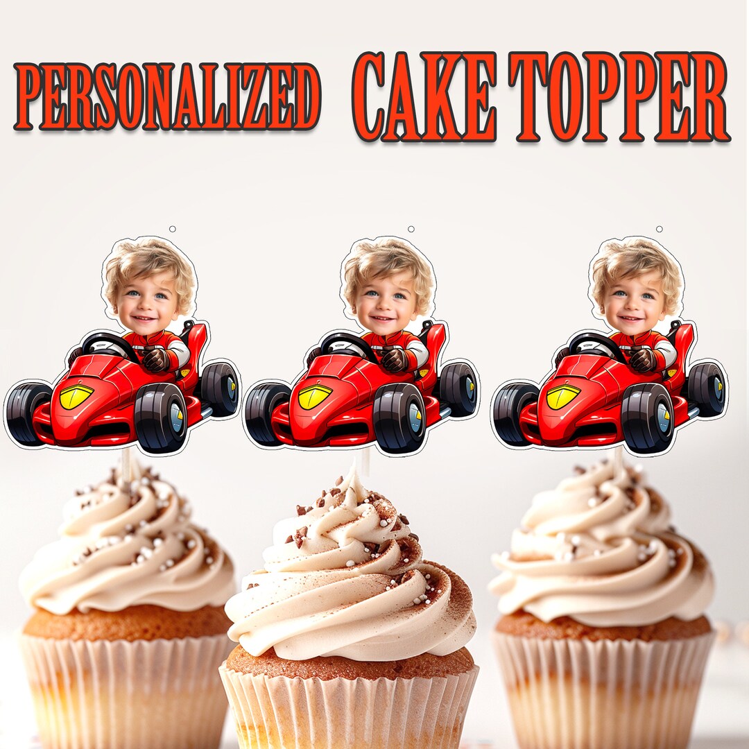 Car Driver Cupcake Topper, Personalized Car Driver Face Cupcake Topper ...