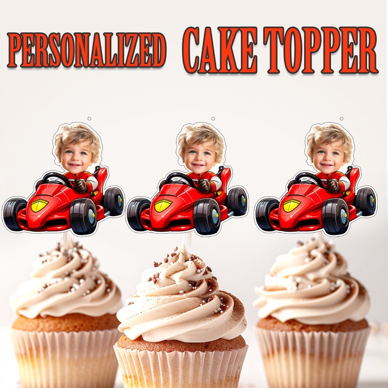 Car Driver Cupcake Topper, Personalized Car Driver Face Cupcake Topper ...
