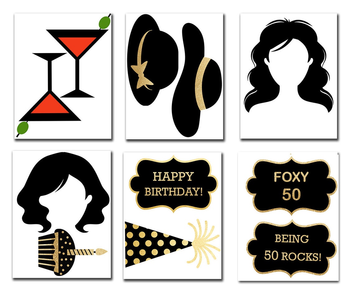 50th Birthday Photo Booth Props: printable PARTY Props Party Supplies ...