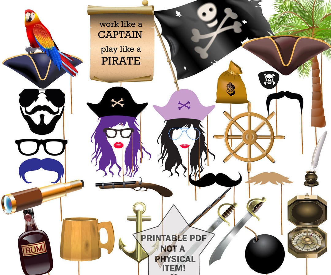 Pirate Party Photo Booth Props: "printable PARTY Props" Photobooth Prop ...