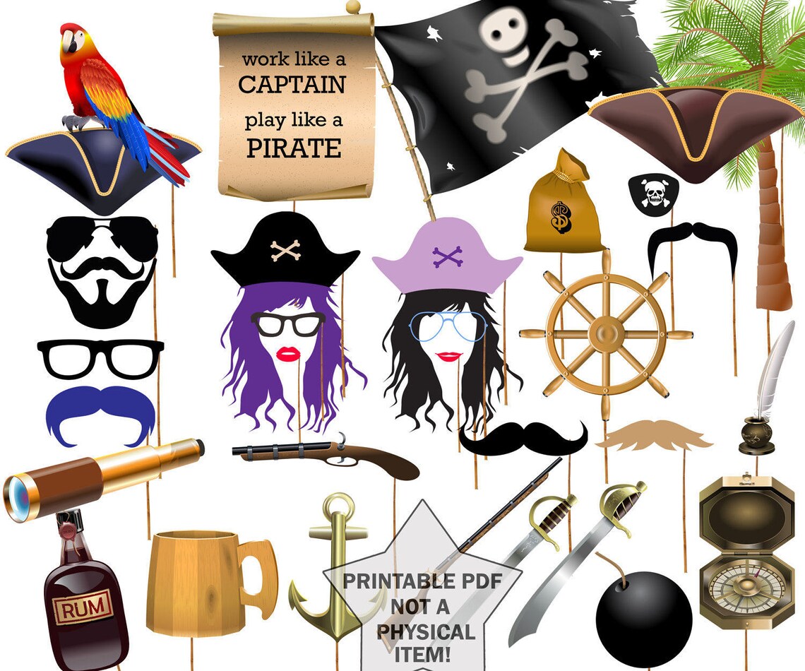 Pirate Party Photo Booth Props: printable PARTY Props Photobooth Prop ...