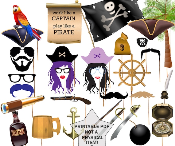 Pirate Party Photo Booth Props: printable PARTY - Etsy Finland