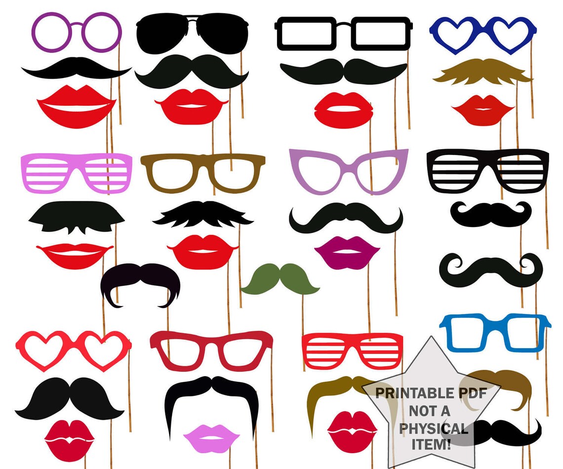 Photo Booth Props Printable Props Printable Mustache Photo Booth Props ...