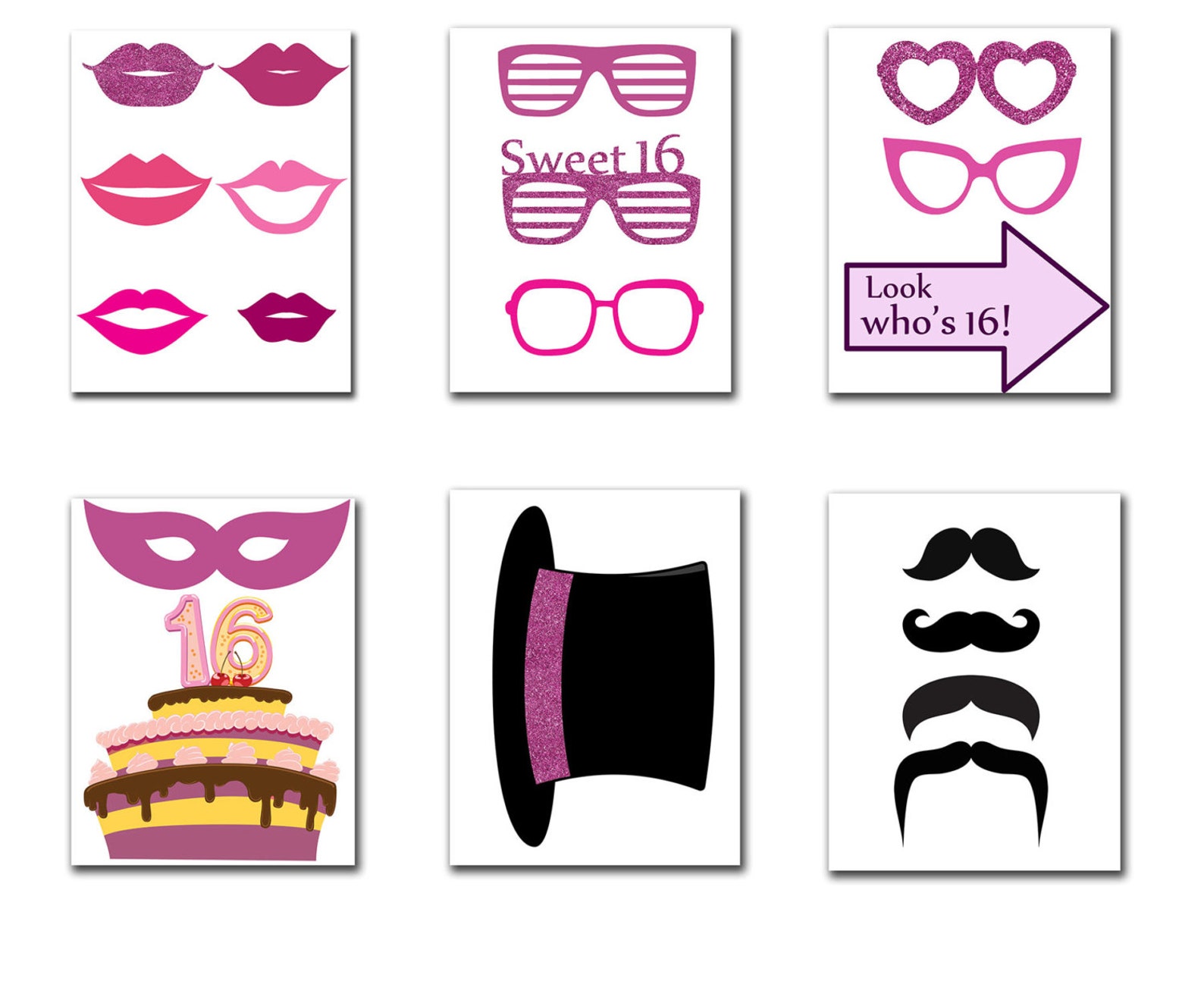 Sweet 16 Photo Booth Props: sweet 16 (Instant Download) - Etsy