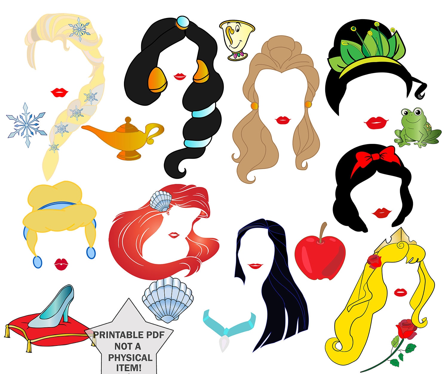 Princess Photo Booth Props: princess PARTY Props Princess Birthday ...