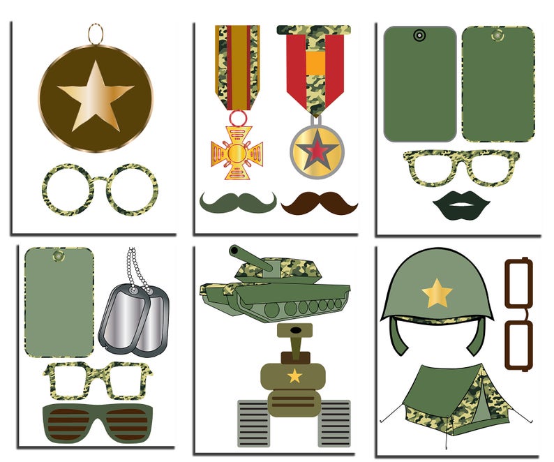 Army Photo Booth Props: Military Party Decorations (digital Download ...