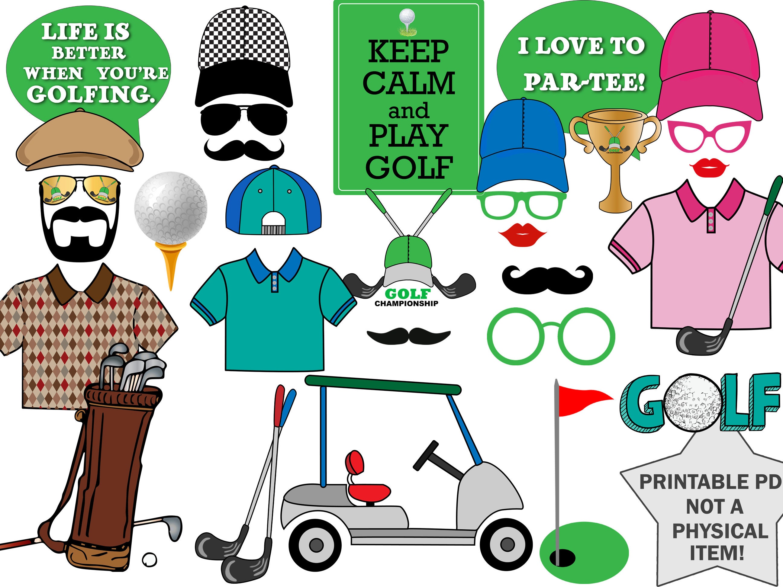 Golf Party Photo Booth Props: printable GOLF Prop Golf Printable,sports ...