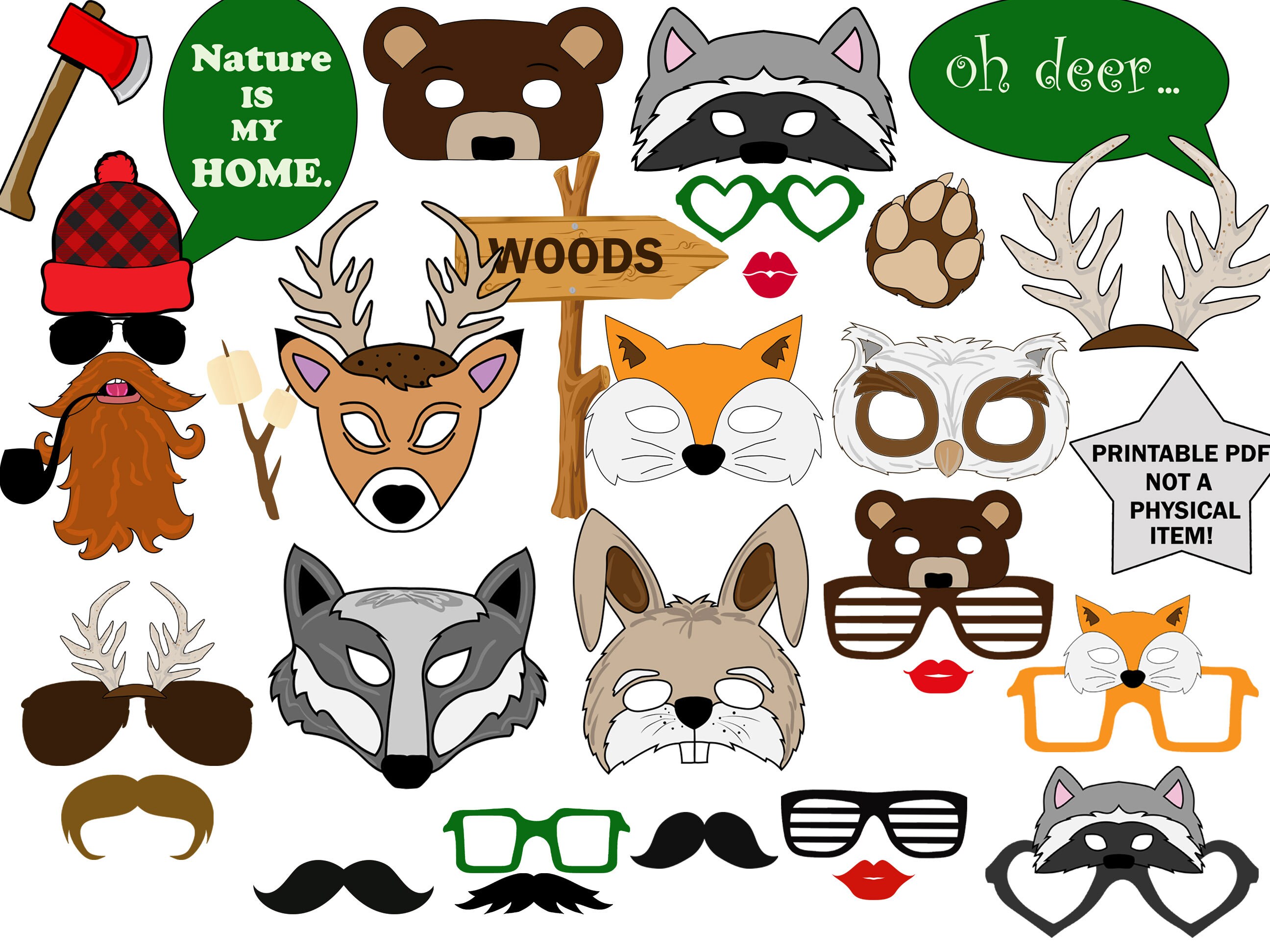 Woodland Party Photo Booth Props: woodland Birthday Printable PDF ...