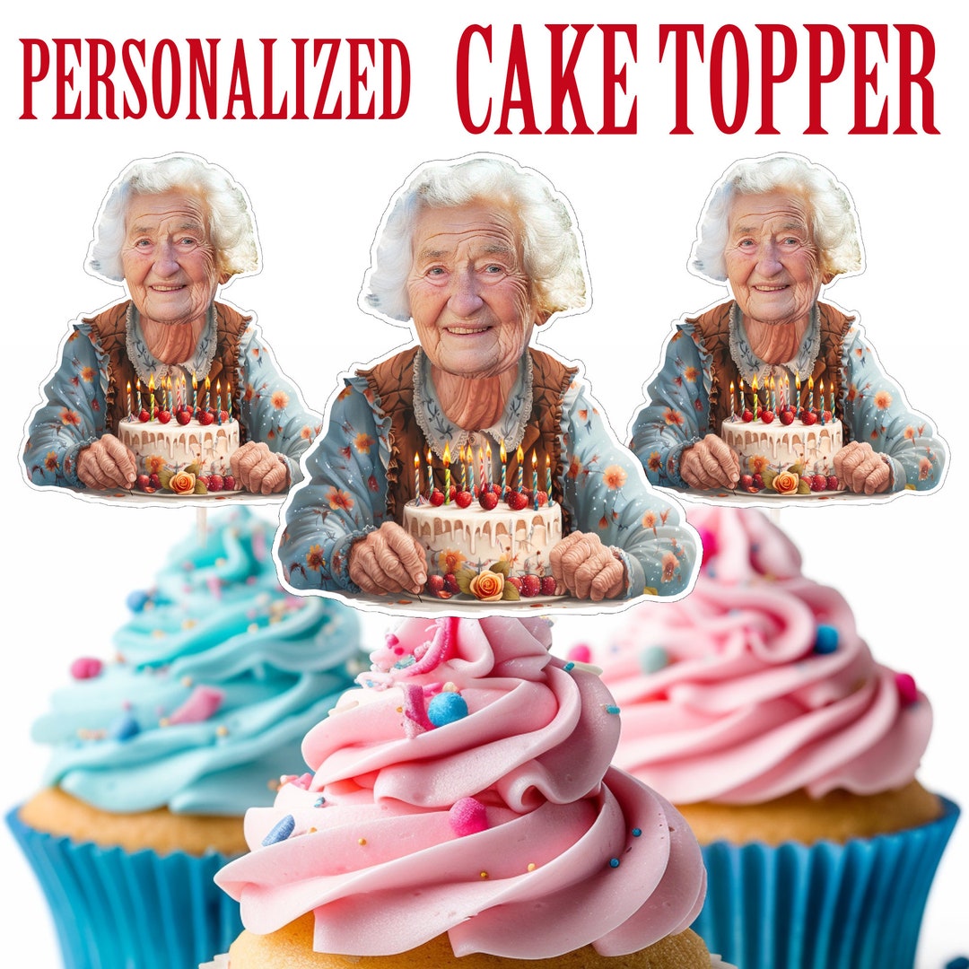 Personalized Grandma Face Cupcake Topper: Birthday Party Decor (digital ...