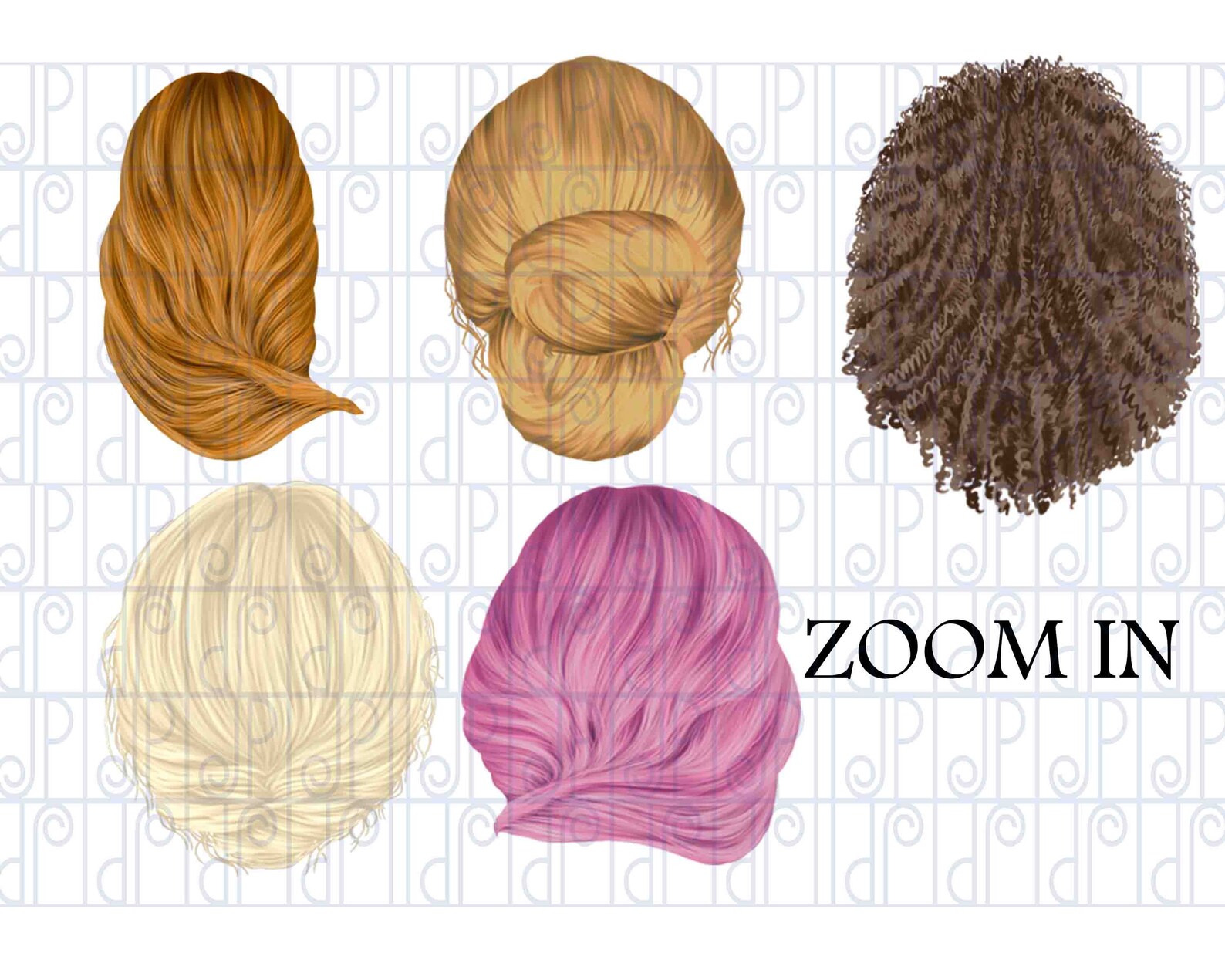 Hairstyles Clipart, Girls Hair Clipart, Hair Clip Art, Womans Hair ...