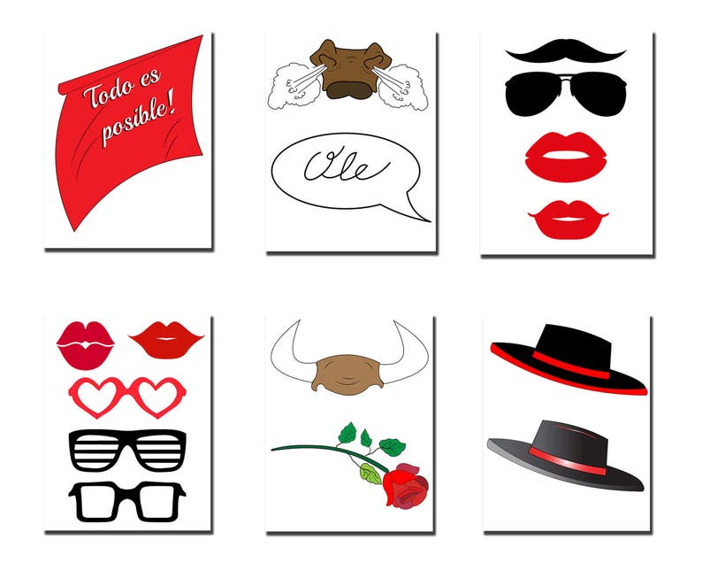 Spain Photo Booth Props: flamenco PARTY Props Spanish Party Props ...