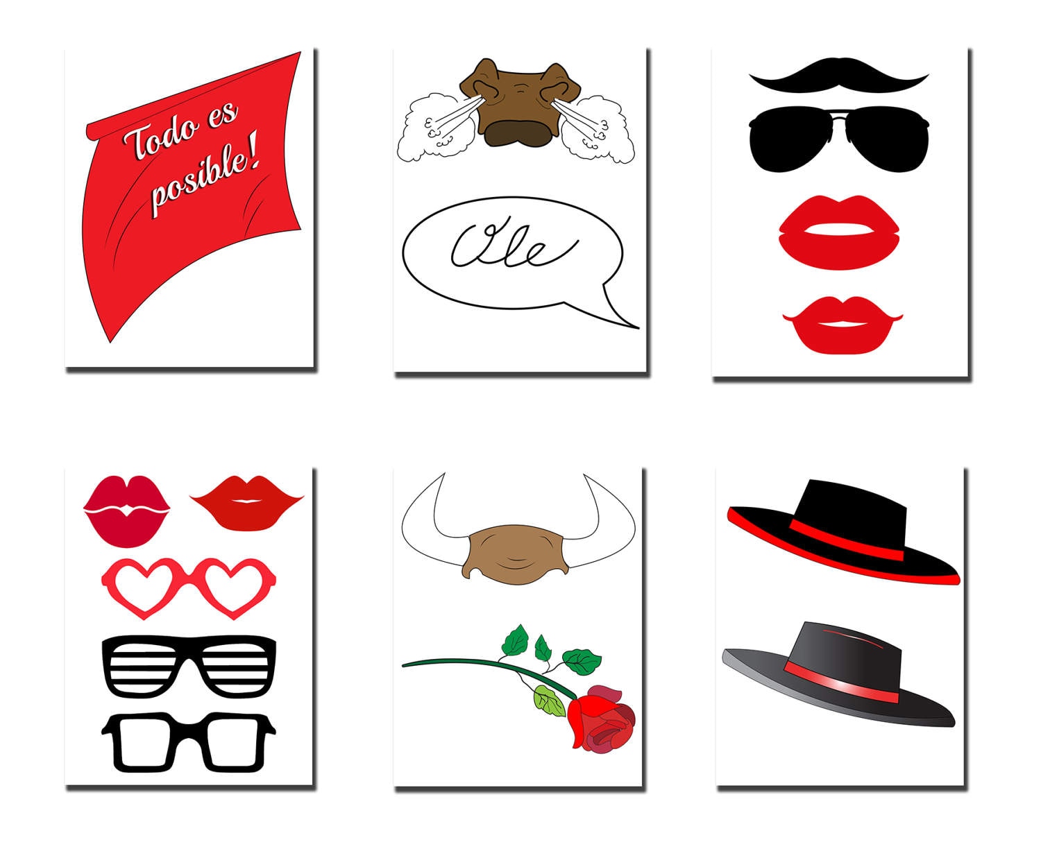 Spain Photo Booth Props: flamenco PARTY Props Spanish Party Props ...