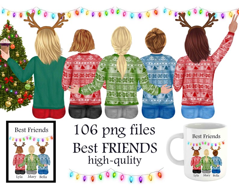 Best Friends Clipart, Friends Clipart, Christmas Clipart, Christmas ...