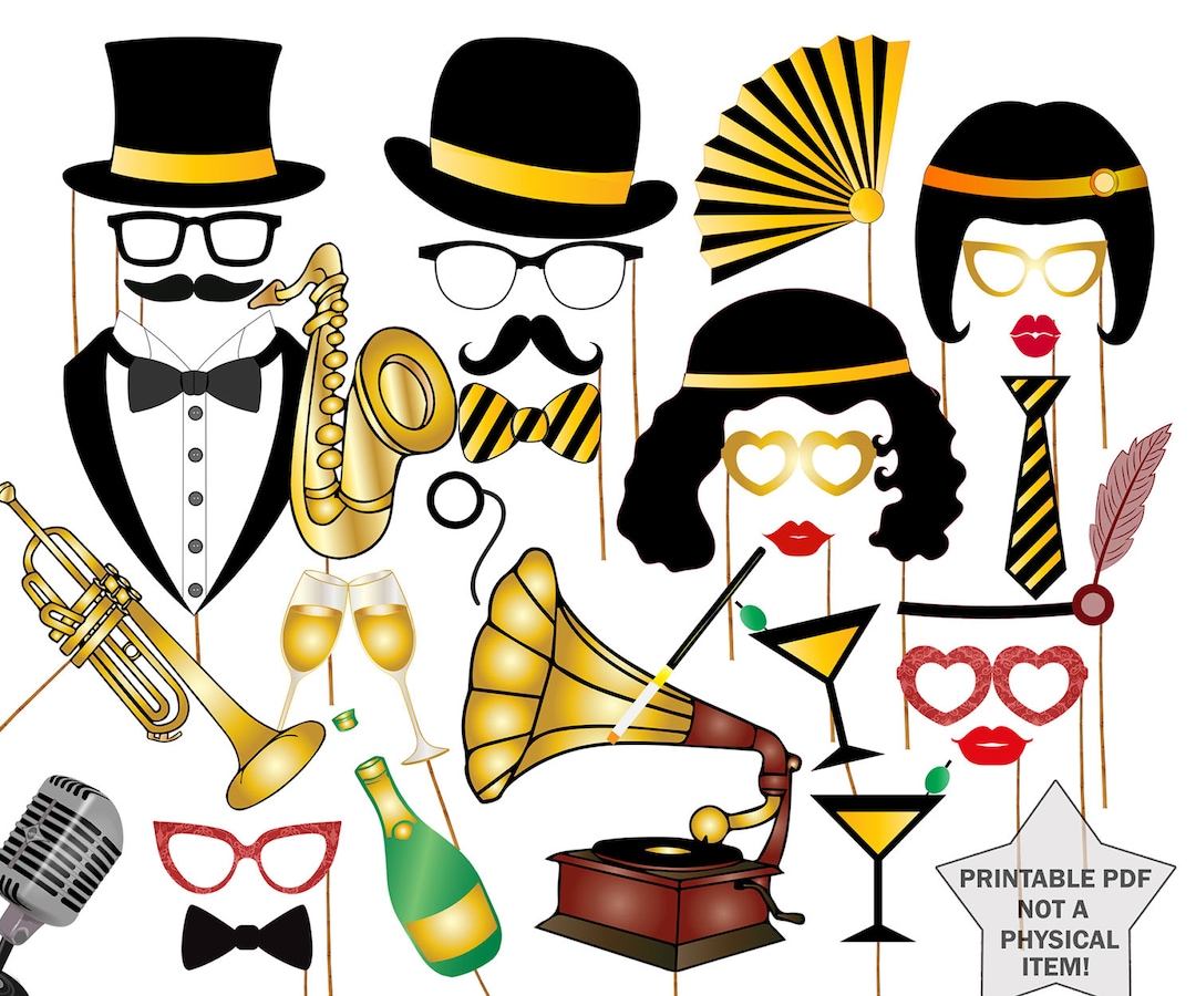 20s Party Photo Booth Props: gatsby PHOTO Props Roaring 20s Party ...