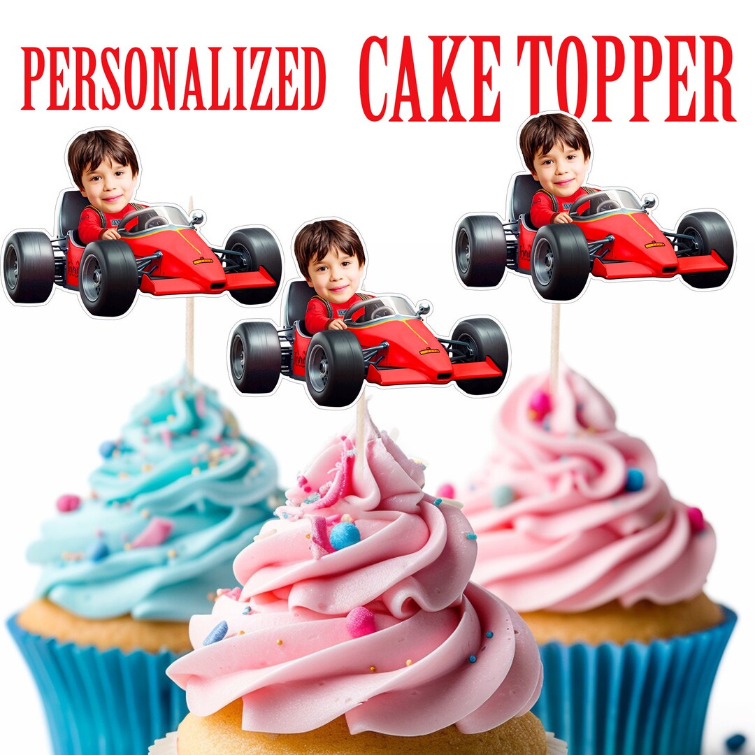 Car Driver Cupcake Topper, Personalized Car Driver Face Cupcake Topper ...