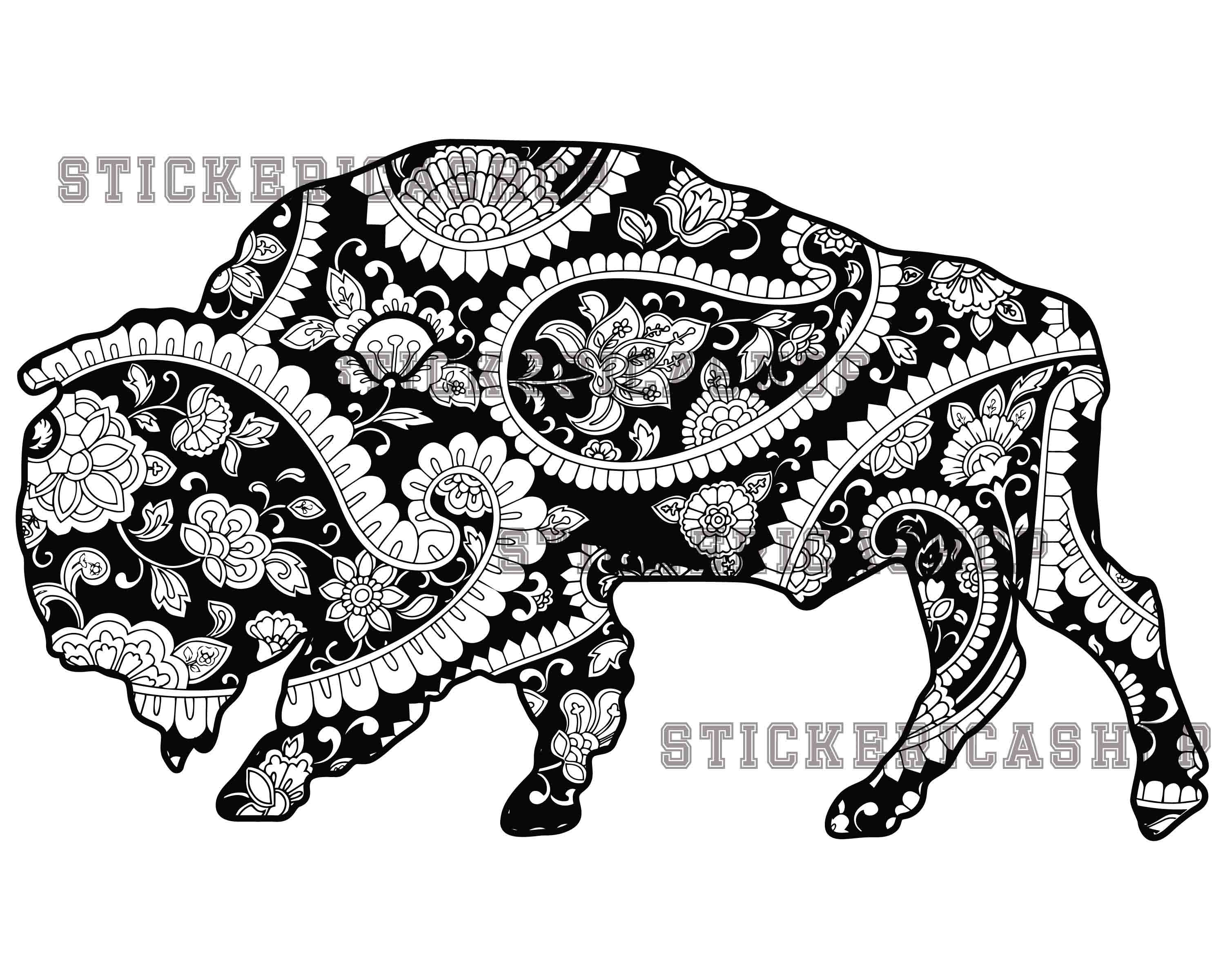Buffalo Mandala Buffalo Zentagle Zentangle Design Mandala - Etsy