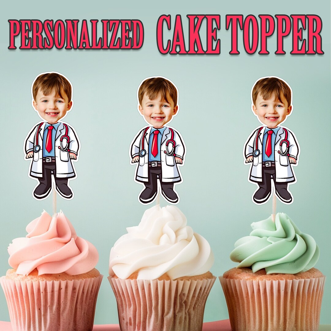 Doctor Cupcake Topper, Personalized Doctor Face Cupcake Topper ...