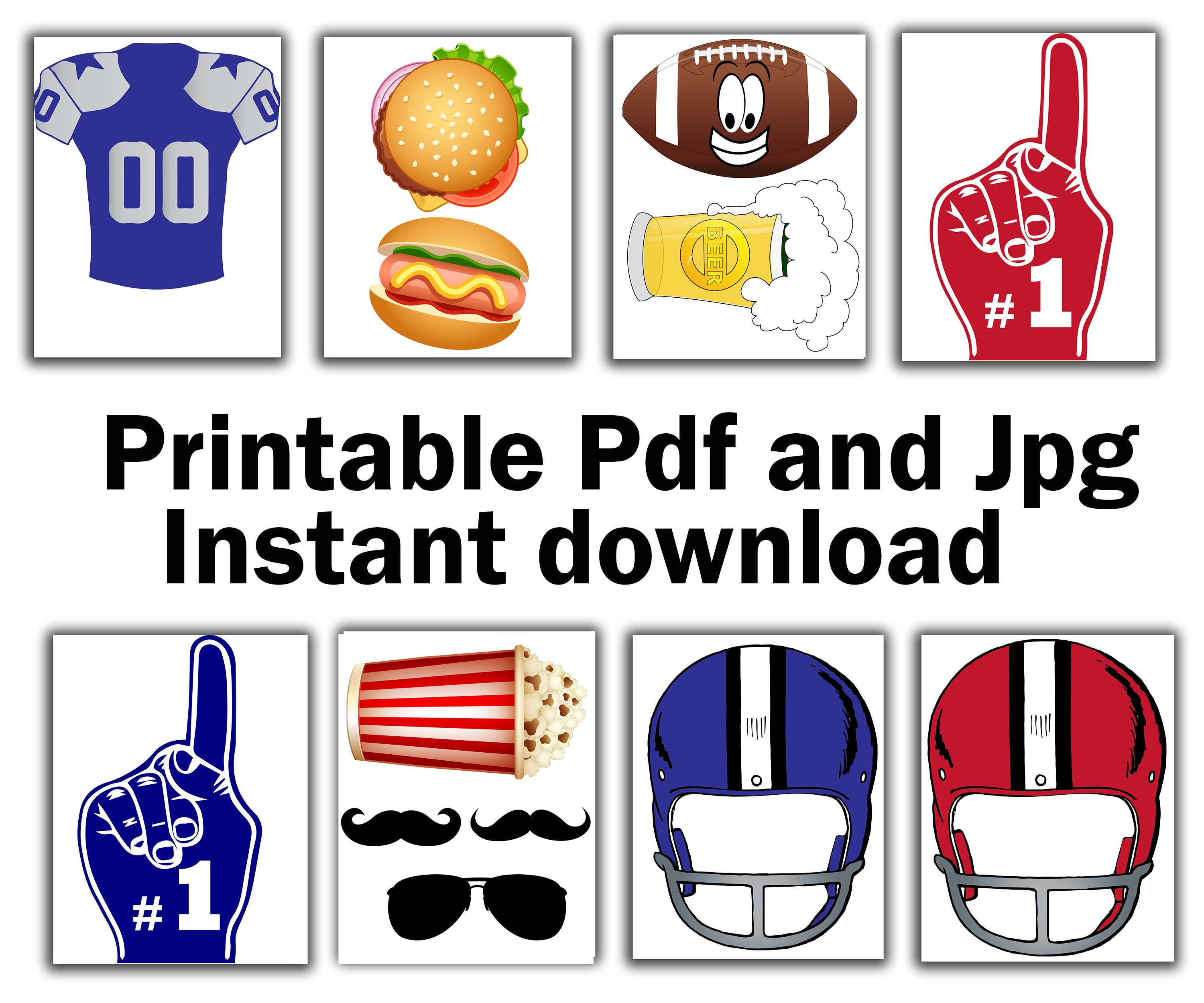 Football Photo Booth Props: super BOWL Party Sports Photobooth,football ...