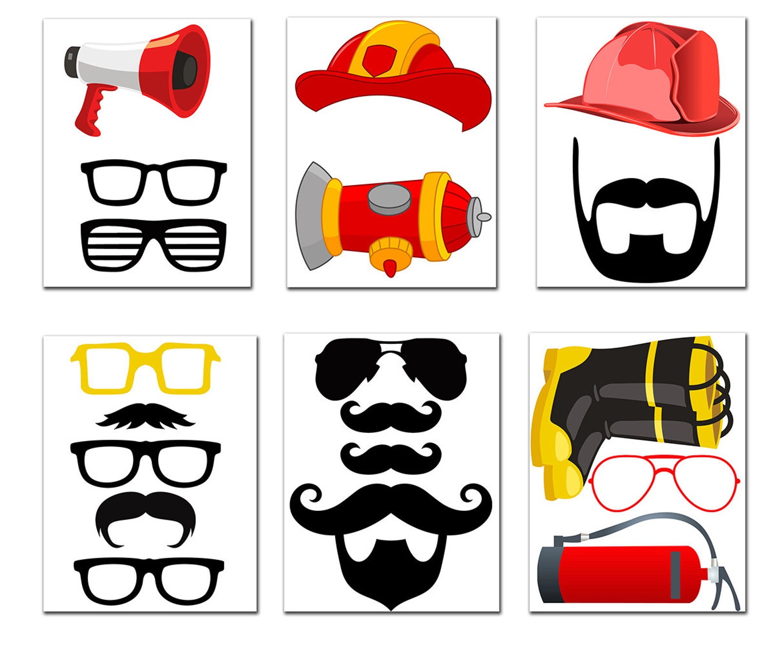 Printable Fireman Photo Booth Props: fireman PARTY Props Fire Fighter ...