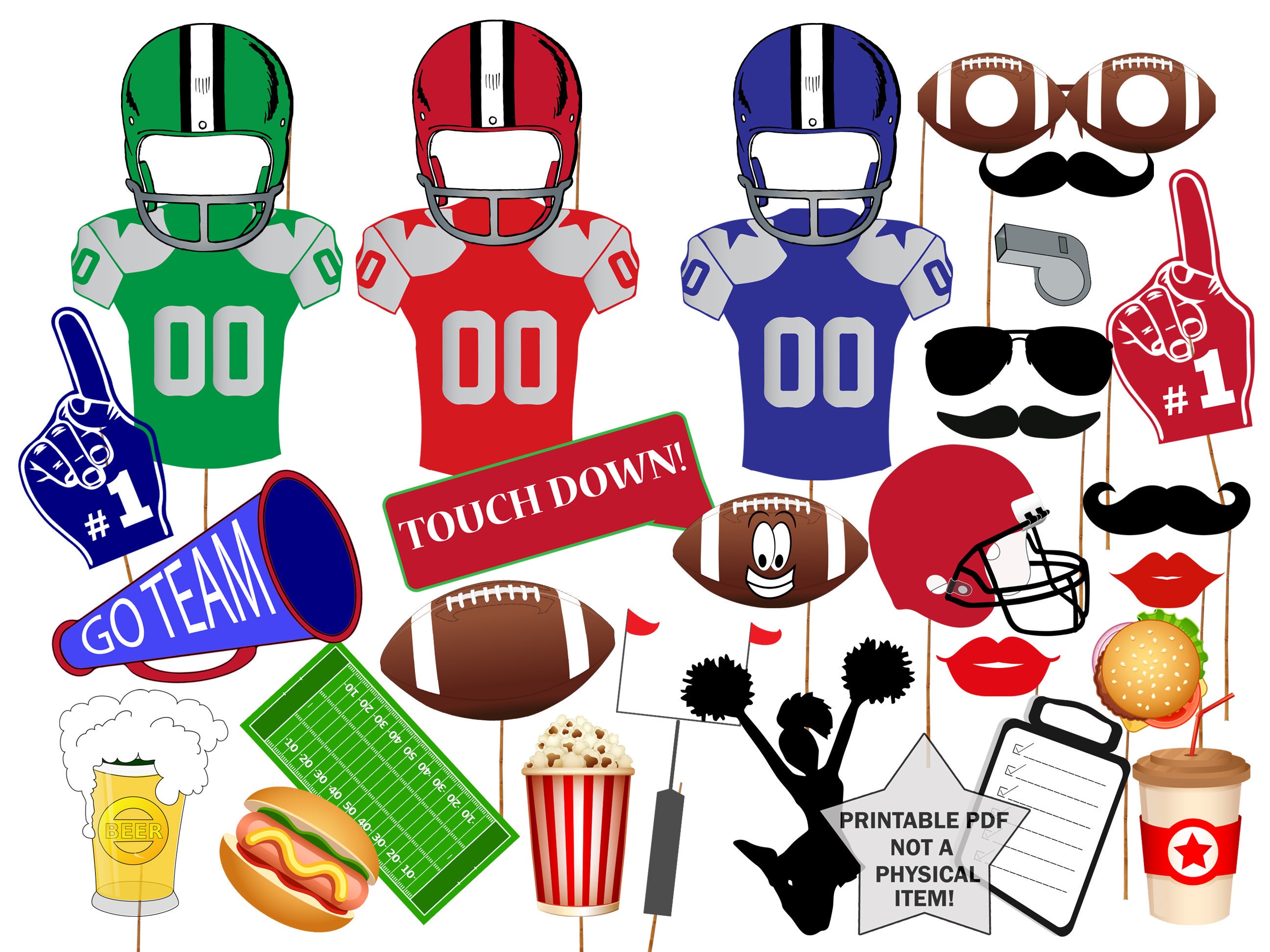 Football Photo Booth Props: super BOWL Party Sports Photobooth,football ...
