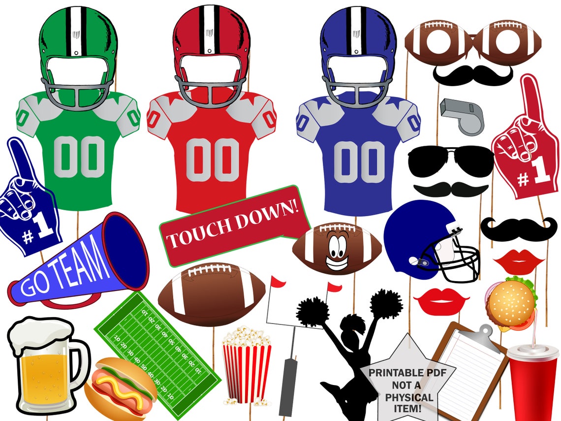 Football Photo Booth Props: super BOWL Party Sports Photobooth,football ...