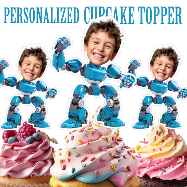 Robot Cupcake Topper - Etsy