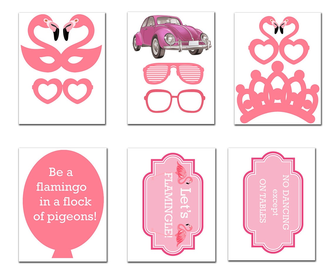 Flamingo Party Photo Booth Props: birthday PARTY Props Pink Photobooth ...