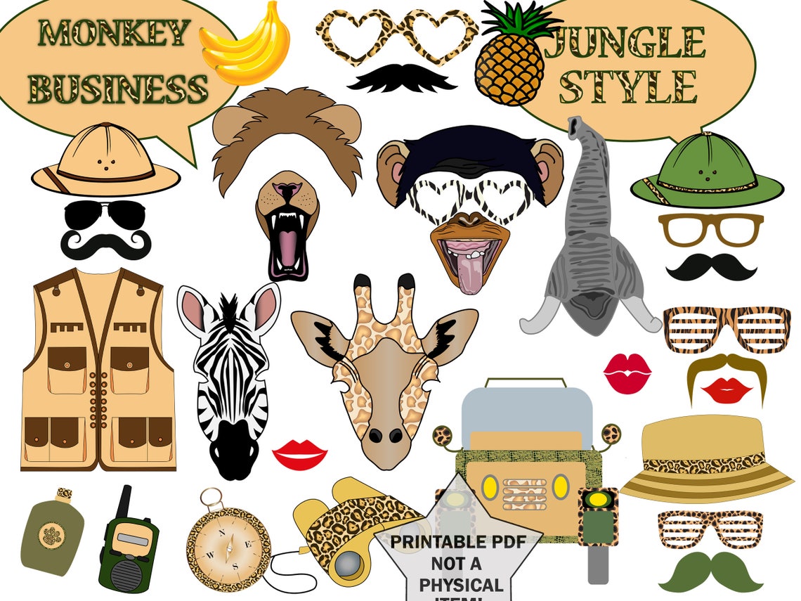 Jungle Safari Photo Booth Props: printable SAFARI - Etsy