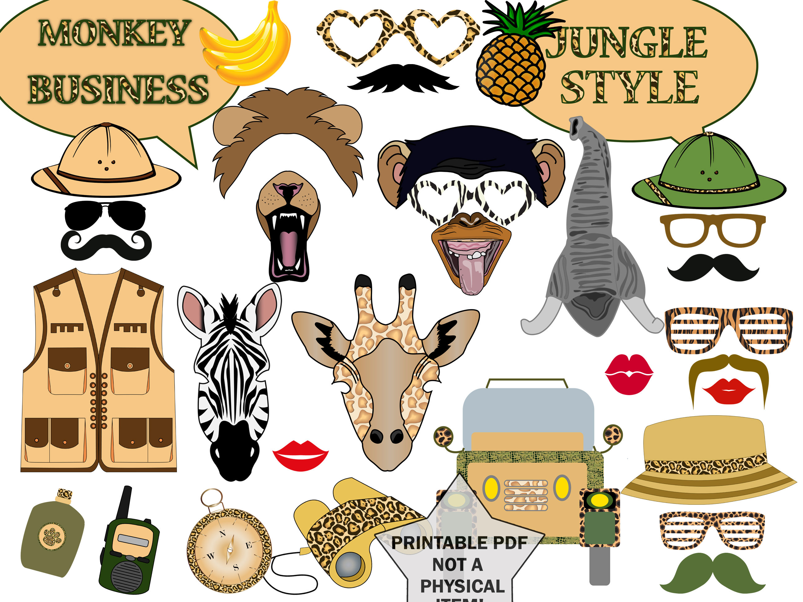 Jungle Safari Photo Booth Props: printable SAFARI Prop Safari Baby ...