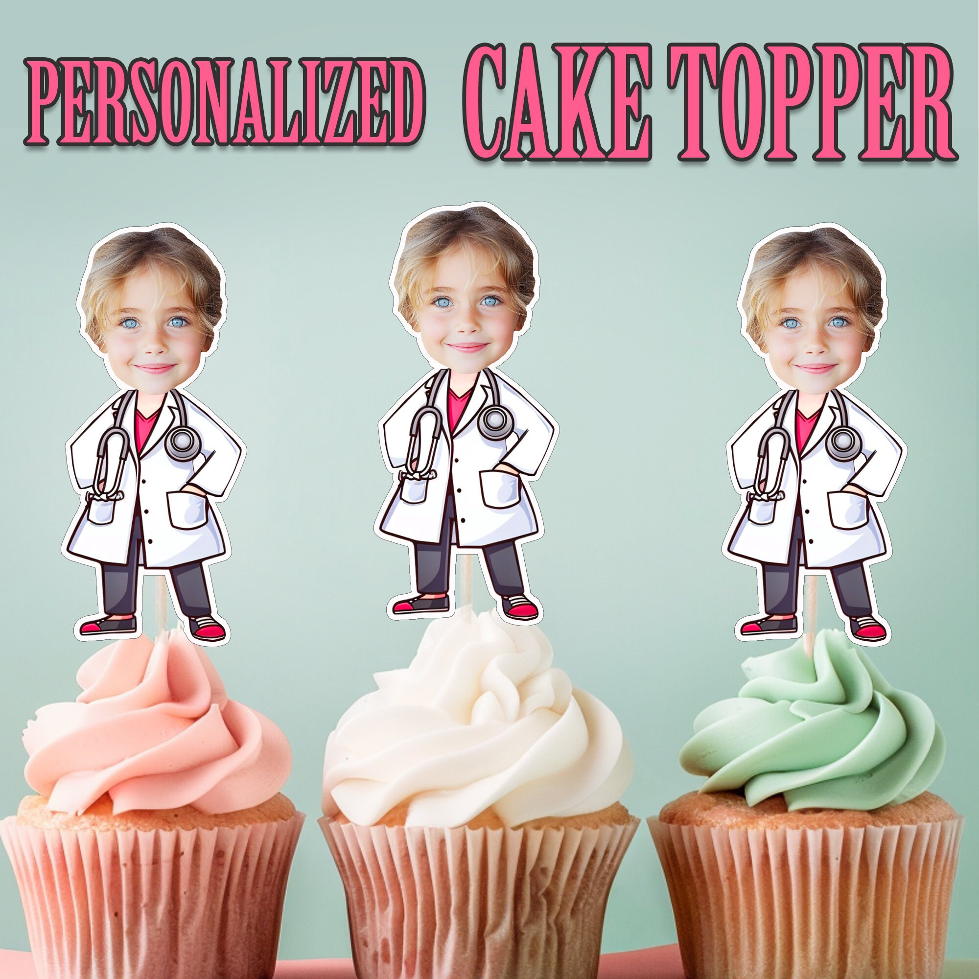 Doctor Cupcake Topper, Personalized Doctor Face Cupcake Topper ...