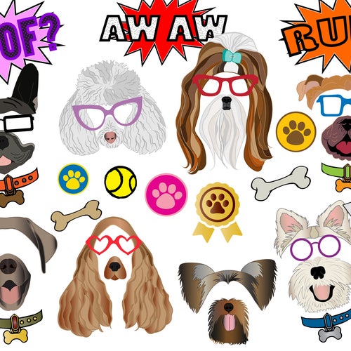 Dog Photo Booth Props Dog Puppy Birthday Props Instant - Etsy