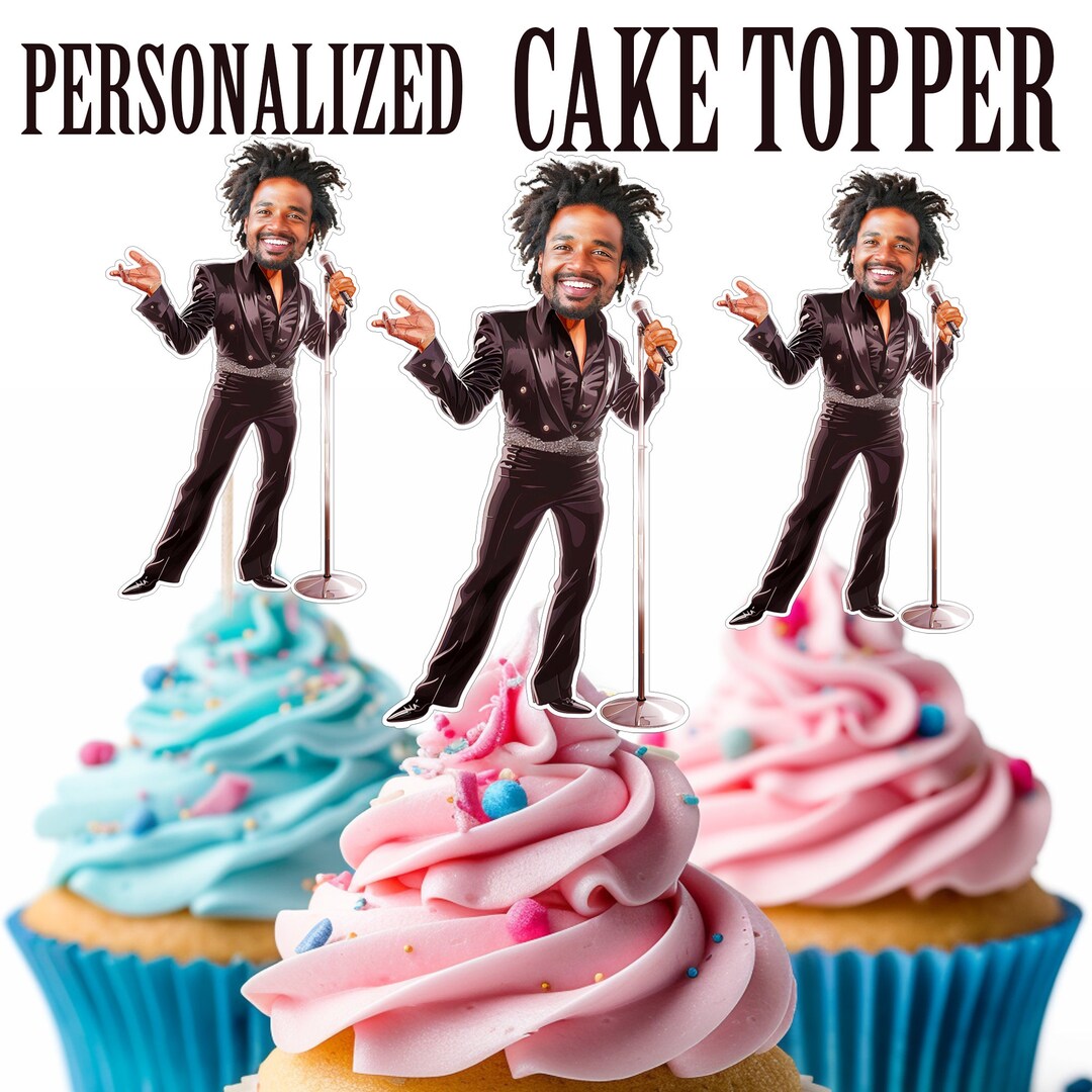 Rock Star Cupcake Topper, Personalized Rock Star Face Cupcake Topper ...