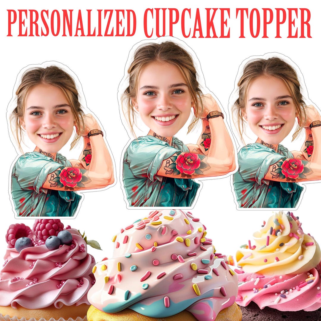 Personalized Rosie the Riveter Cupcake Topper: Custom Photo (digital ...