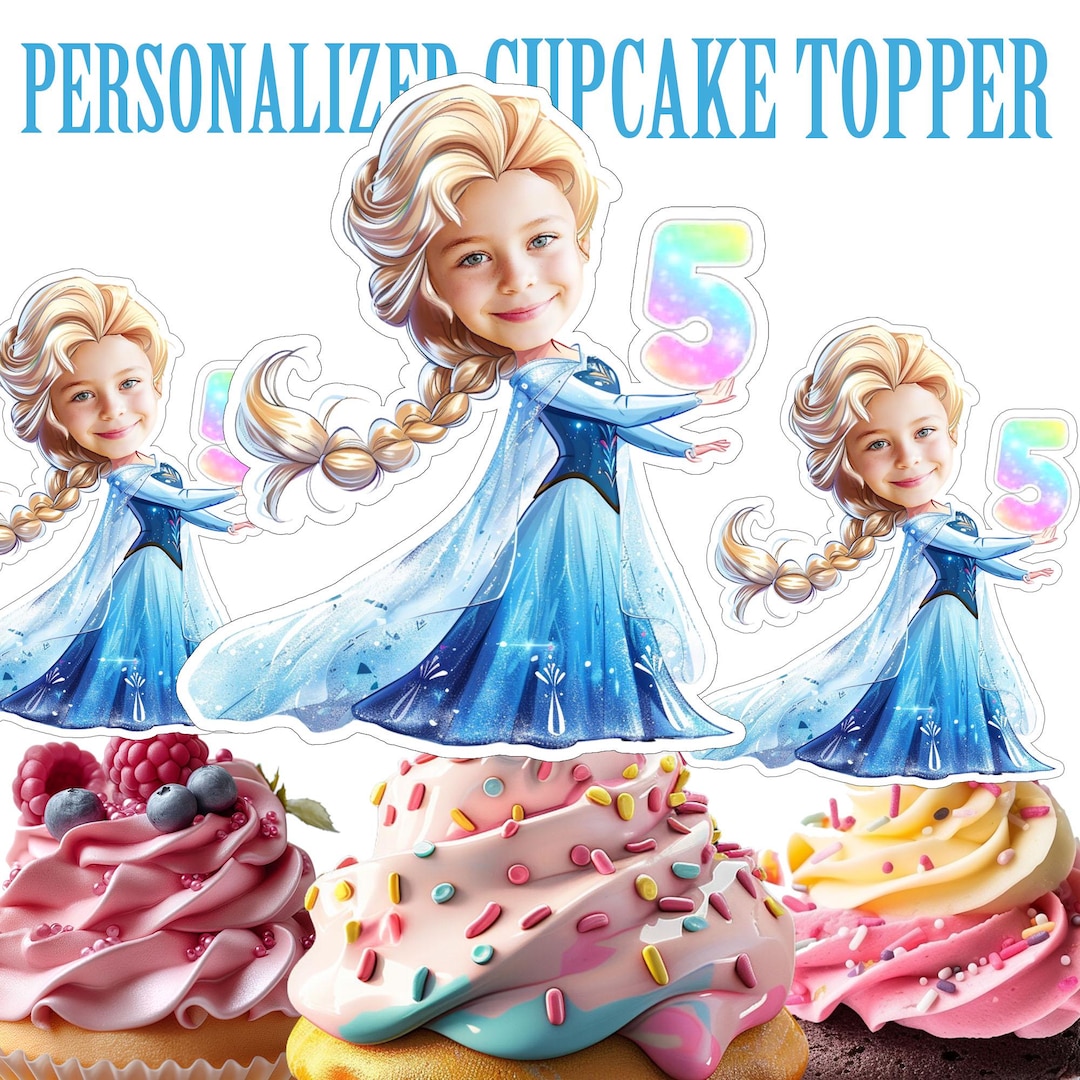 Personalized Frozen Elsa Face Cupcake Topper (digital File) - Etsy