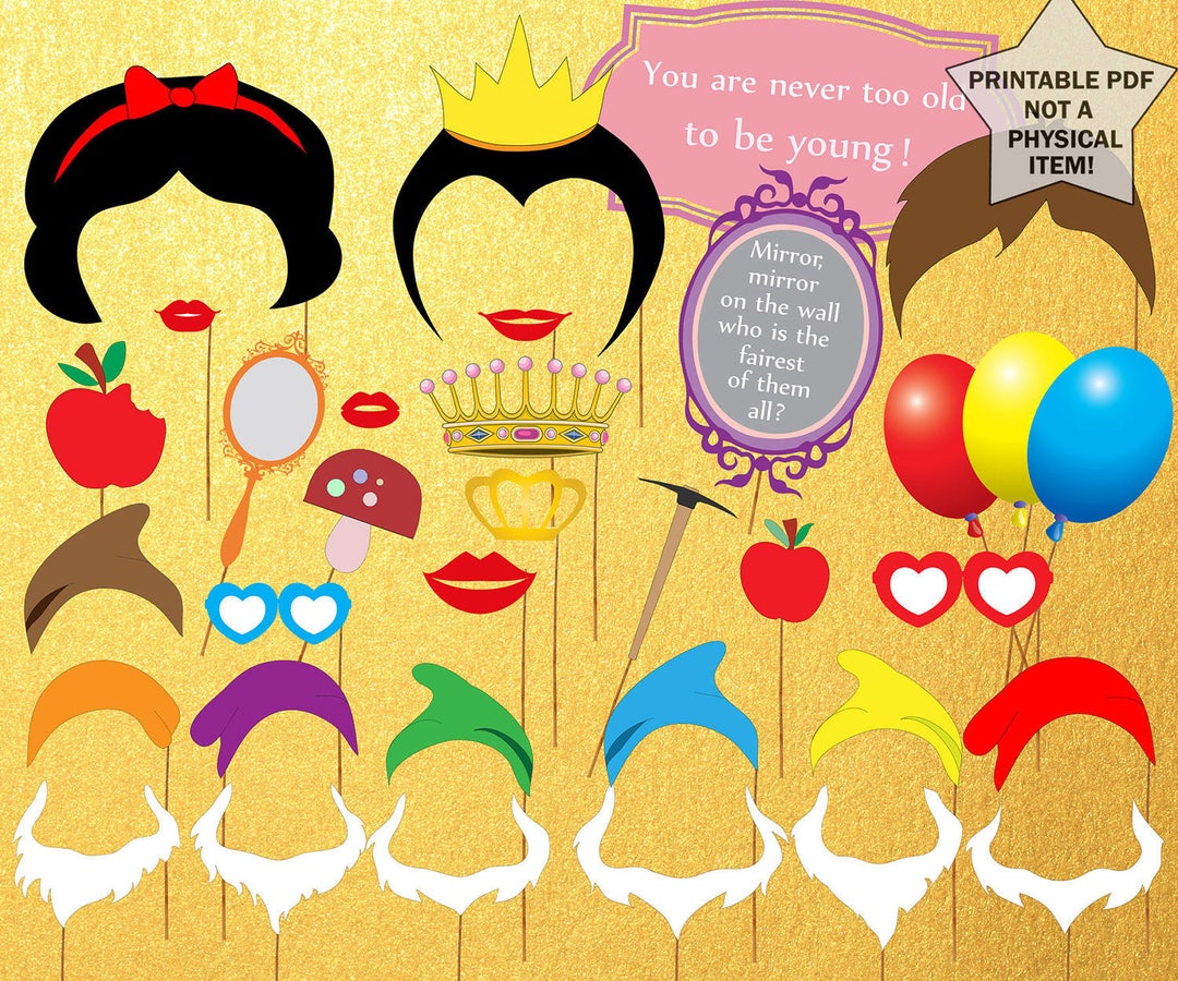 Snow White Photo Booth Props: Princess Party (printable PDF) - Etsy