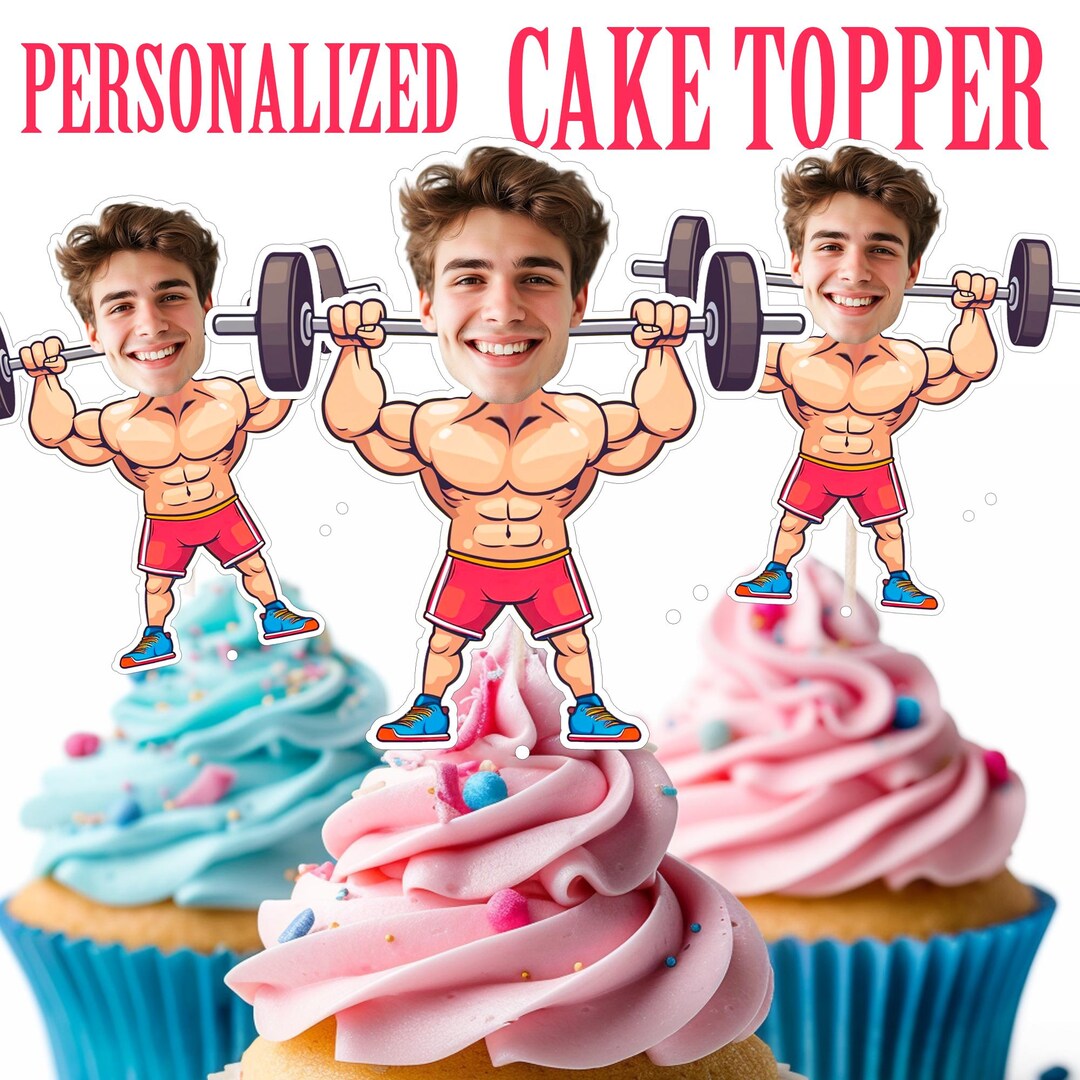 Athlete Cupcake Topper Personalized Powerlifter Face Cupcake Topper ...
