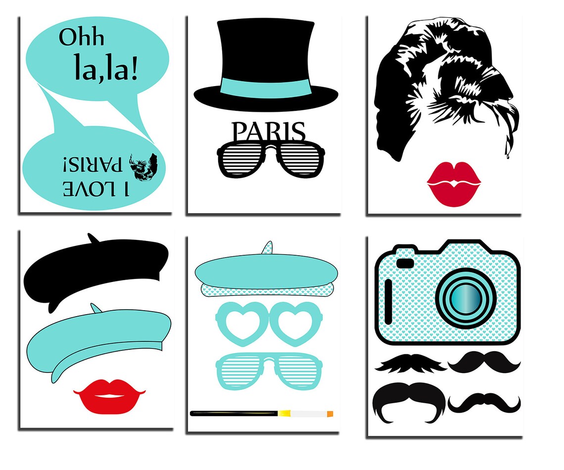 Breakfast at Tiffany's Photo Booth Props: paris PARTY Props Printable ...