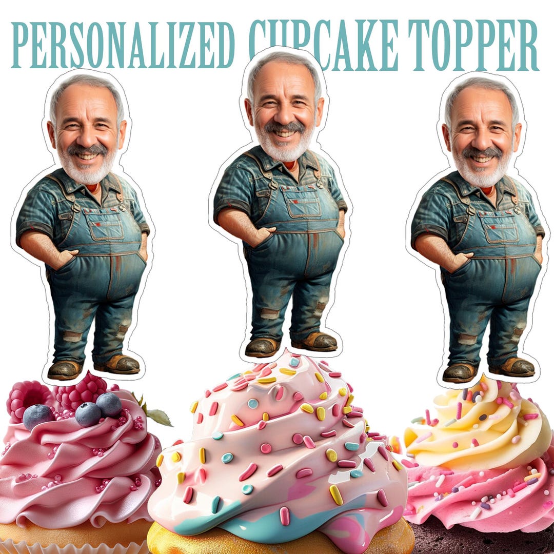 Worker Cupcake Topper Personalized Housebuilder Face Cupcake Topper ...