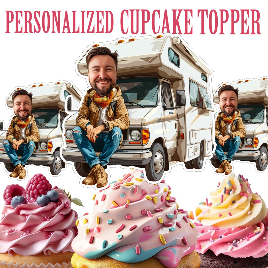 Personalized Camper Van Driver Cupcake Topper (digital File) - Etsy