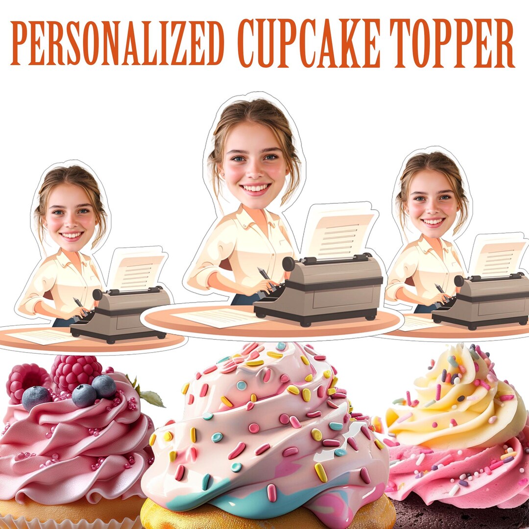Writer Cupcake Topper, Personalized Writer Face Cupcake Topper ...