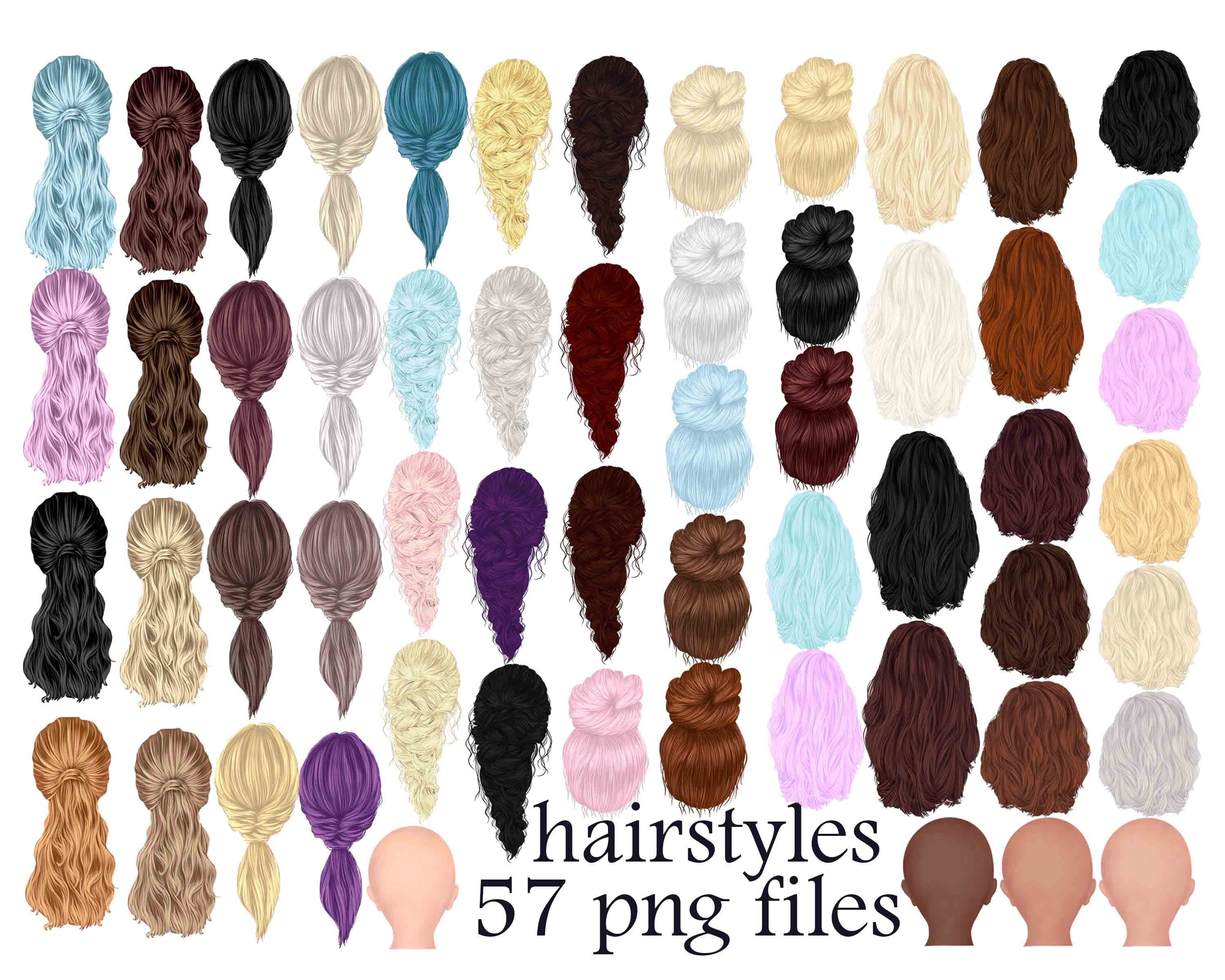 Hairstyles Clipart, Girls Hair Clipart, Hair Clip Art, Womans Hair ...