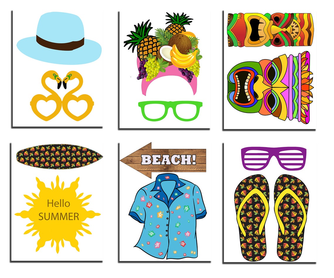 Hawaiian Photo Booth Props: luau PHOTO Props Hawaiian Party Props ...